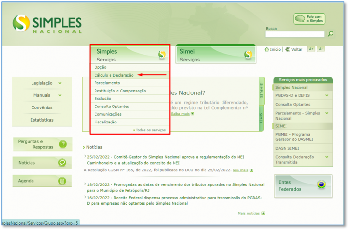 PGDAS-D Simples Nacional – Central de Ajuda – Grupo Módulos